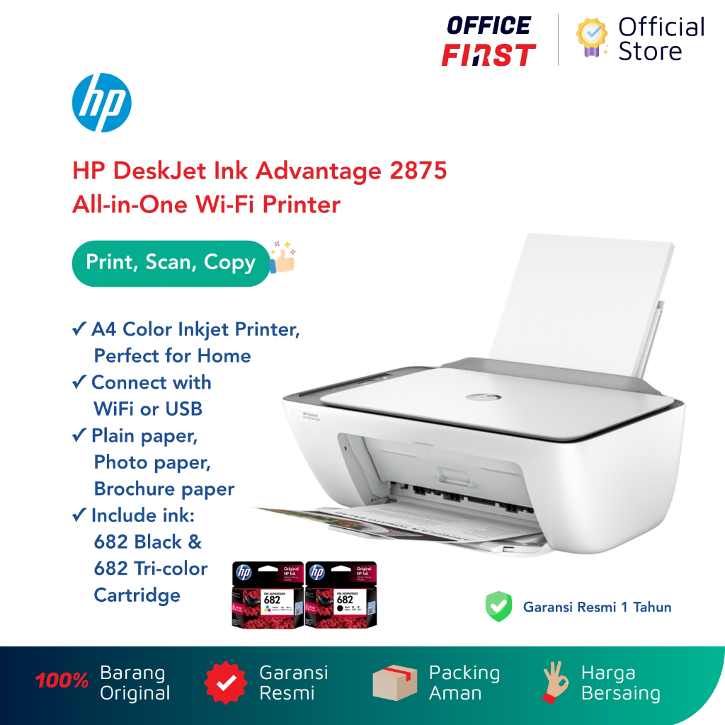 Jual Printer HP DeskJet Ink Advantage 2875 All-in-One Print Scan Copy Wi-Fi Wireless / Tinta 682 ...