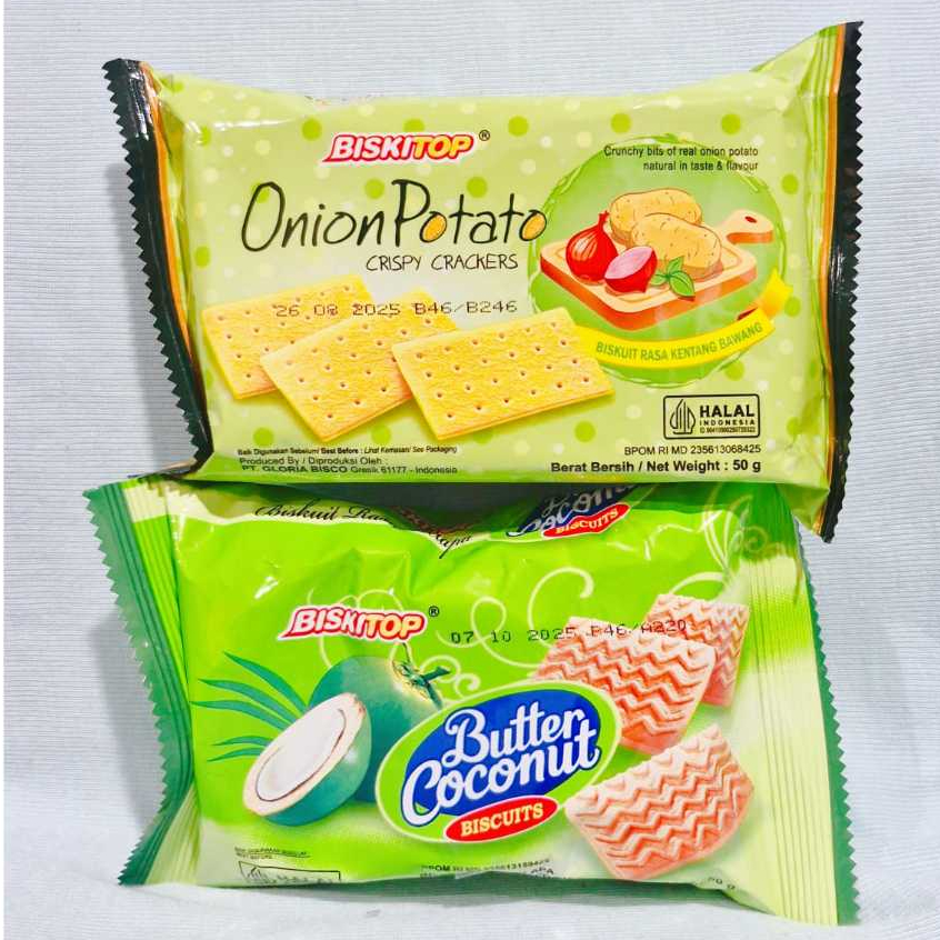 Jual Biskitop Onion Potato Crispy Crackers / Butter Coconut Biscuits (1 ...