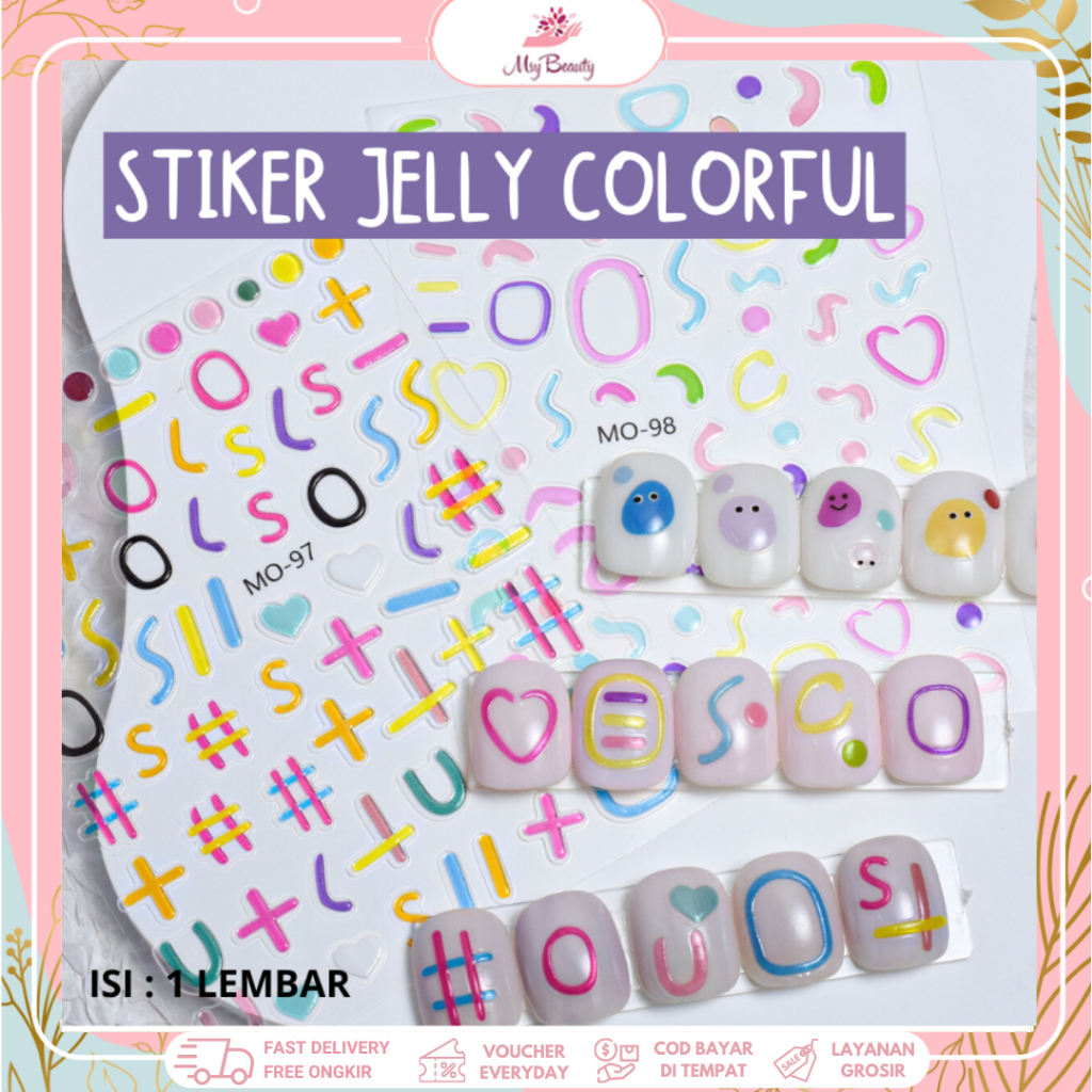Jual MSY Stiker Kuku 3D Jelly Huruf Cartoon/Character/Nail Sticker ...