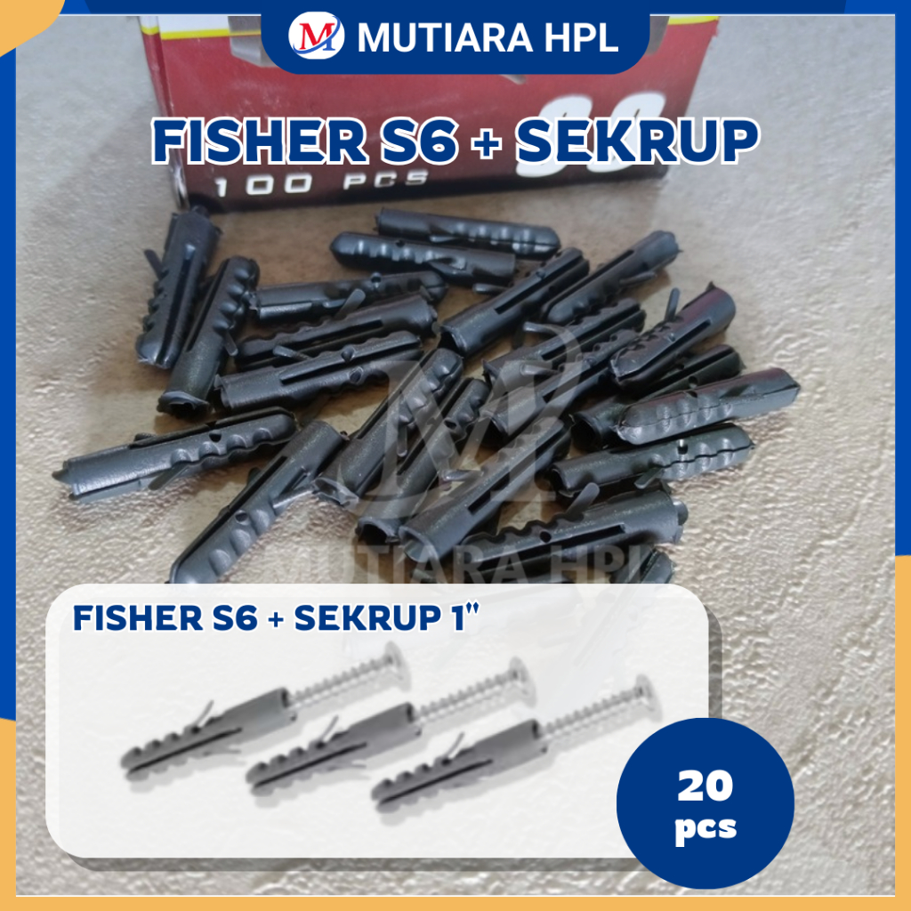 Jual Fisher dan Sekrup Dinding S6 + Skrup 1in / Fastener Plug Dinding / Visher | Shopee Indonesia