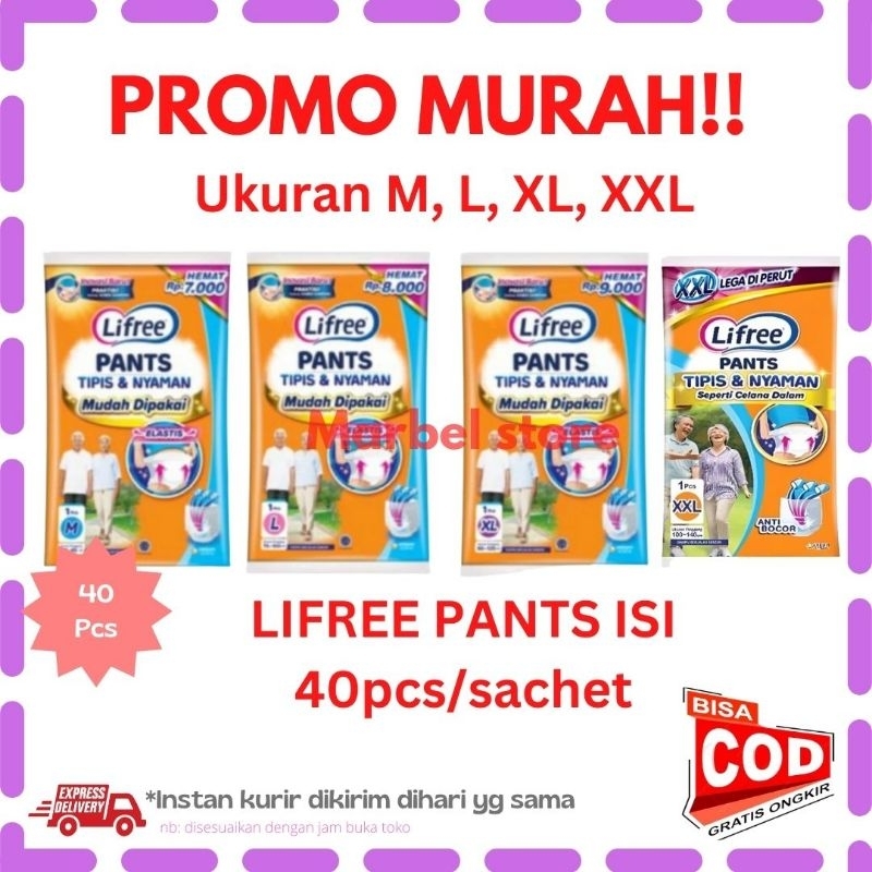 Jual (PROMO MURAH PAKET 40 PCS) LIFREE PANTS POPOK CELANA DEWASA ORANG ...
