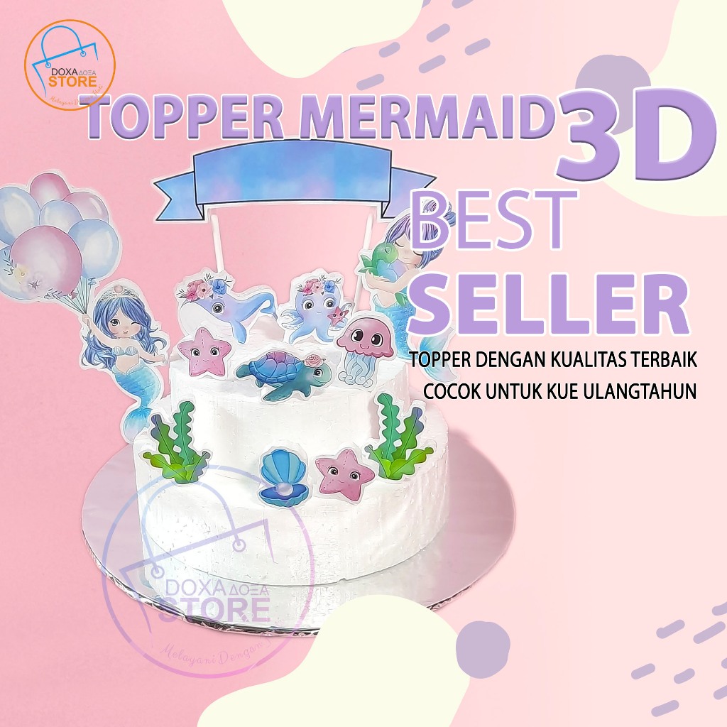 Jual 3D Topper Hiasan Kue Cake Happy Birthday Costum MERMAID 03 |BLT2 ...