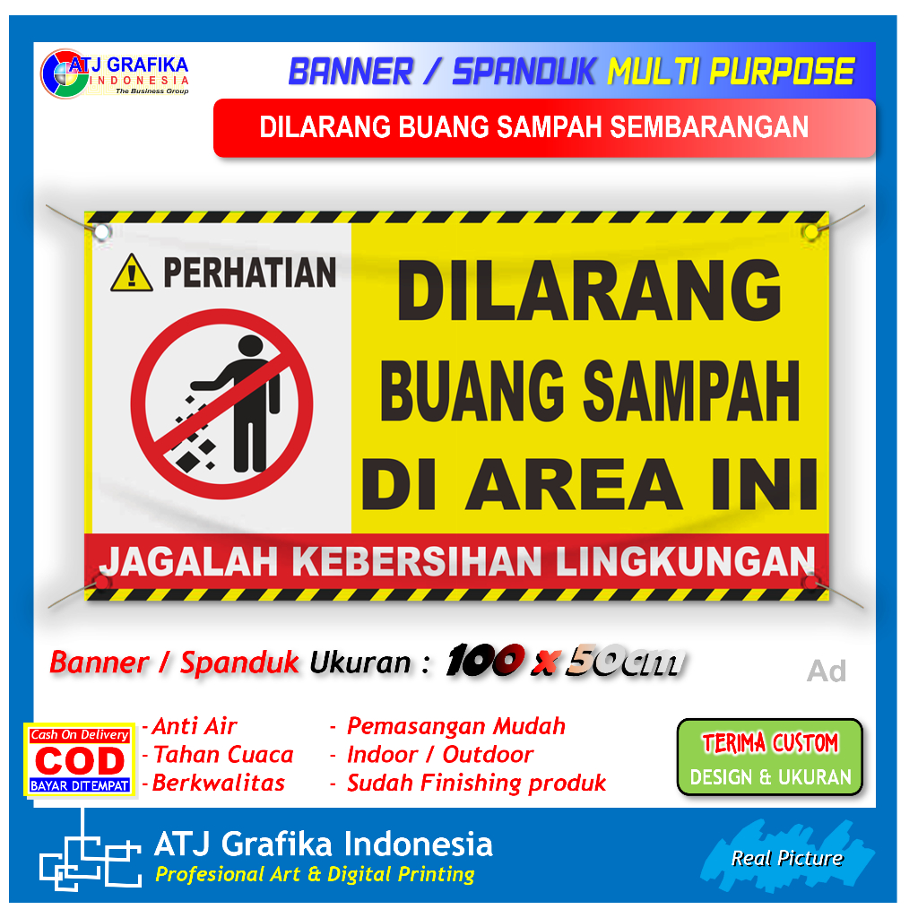 Jual Banner spanduk dilarang buang sampah di area ini baner tulisan ...
