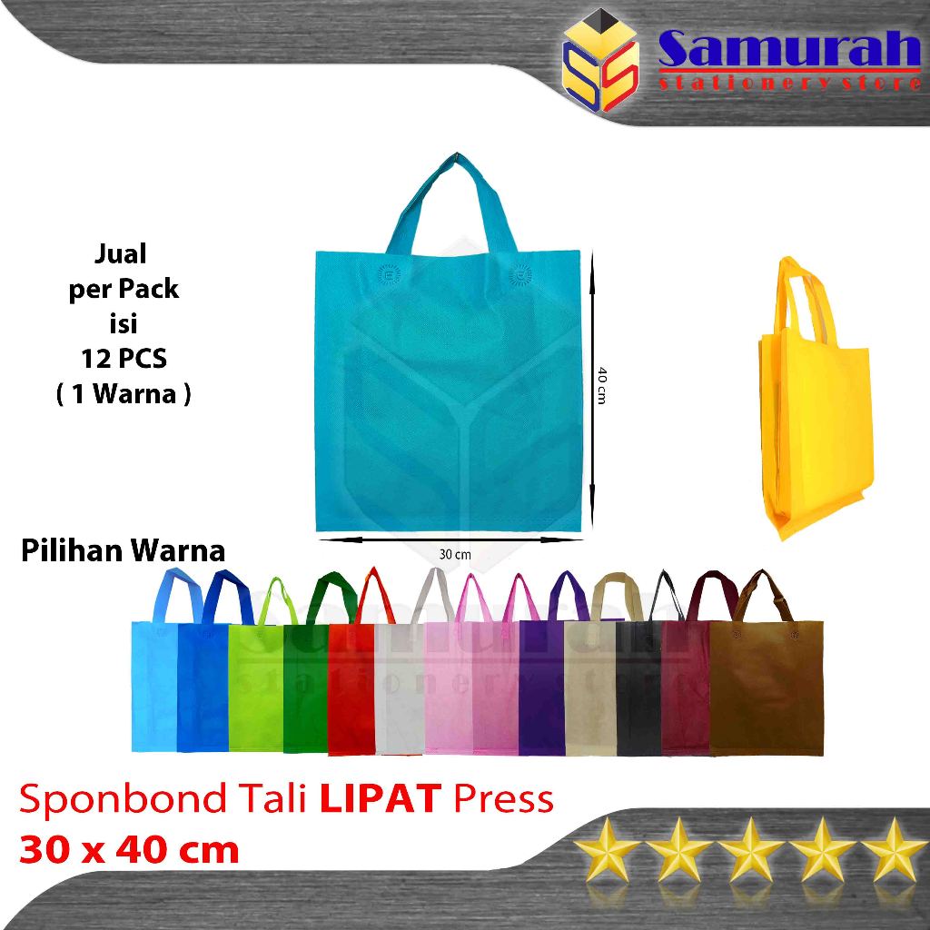 Jual Tas Spunbond Tali 30 x 40 X 8 cm Lipat samping Press / Goodie Bag ...