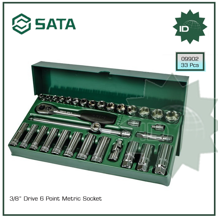 Jual Socket Set SATA 09902 33PC 3/8" Dr 6PT Metric Socket Tray Set ...