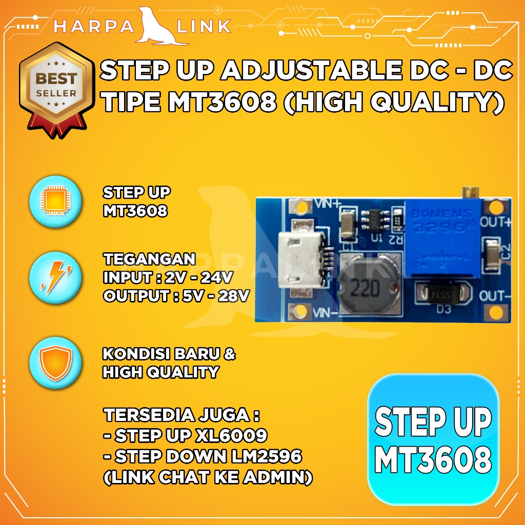 Jual MT3608 Step Up DC-DC 2A Stepup DC to DC Module Power Booster MT3608 Micro USB Step Up ...