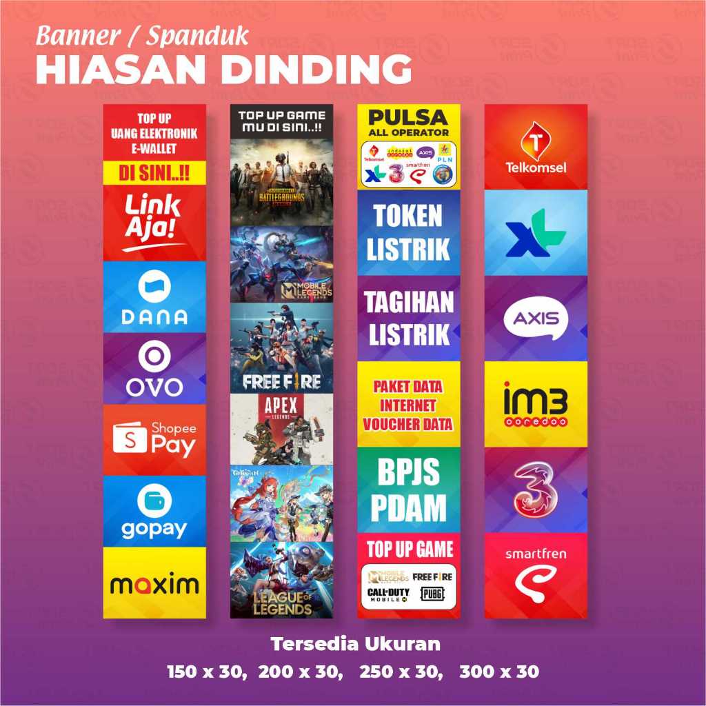 Jual Spanduk Banner Konter Vertikal / Hiasan Dinding Konter / Spanduk ...