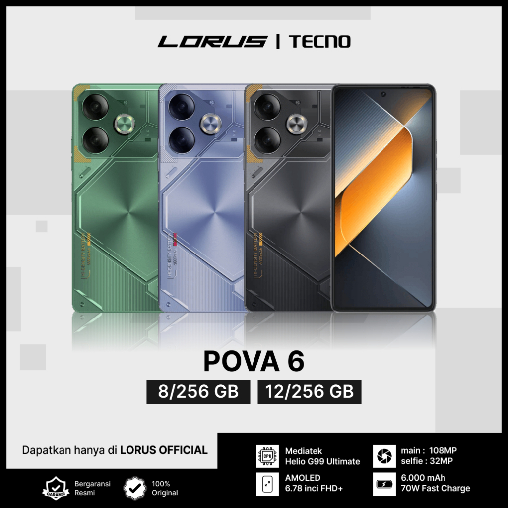 Jual TECNO POVA 6 | 8/256GB | Mediatek Helio G99 Ultimate, Baterai 5000 ...