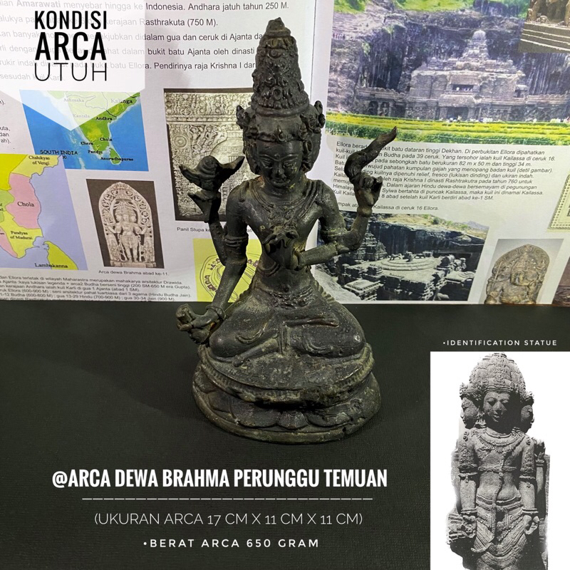 Jual Arca Dewa Brahma Perunggu Temuan T4 atau Patung Dewa Brahma atau ...