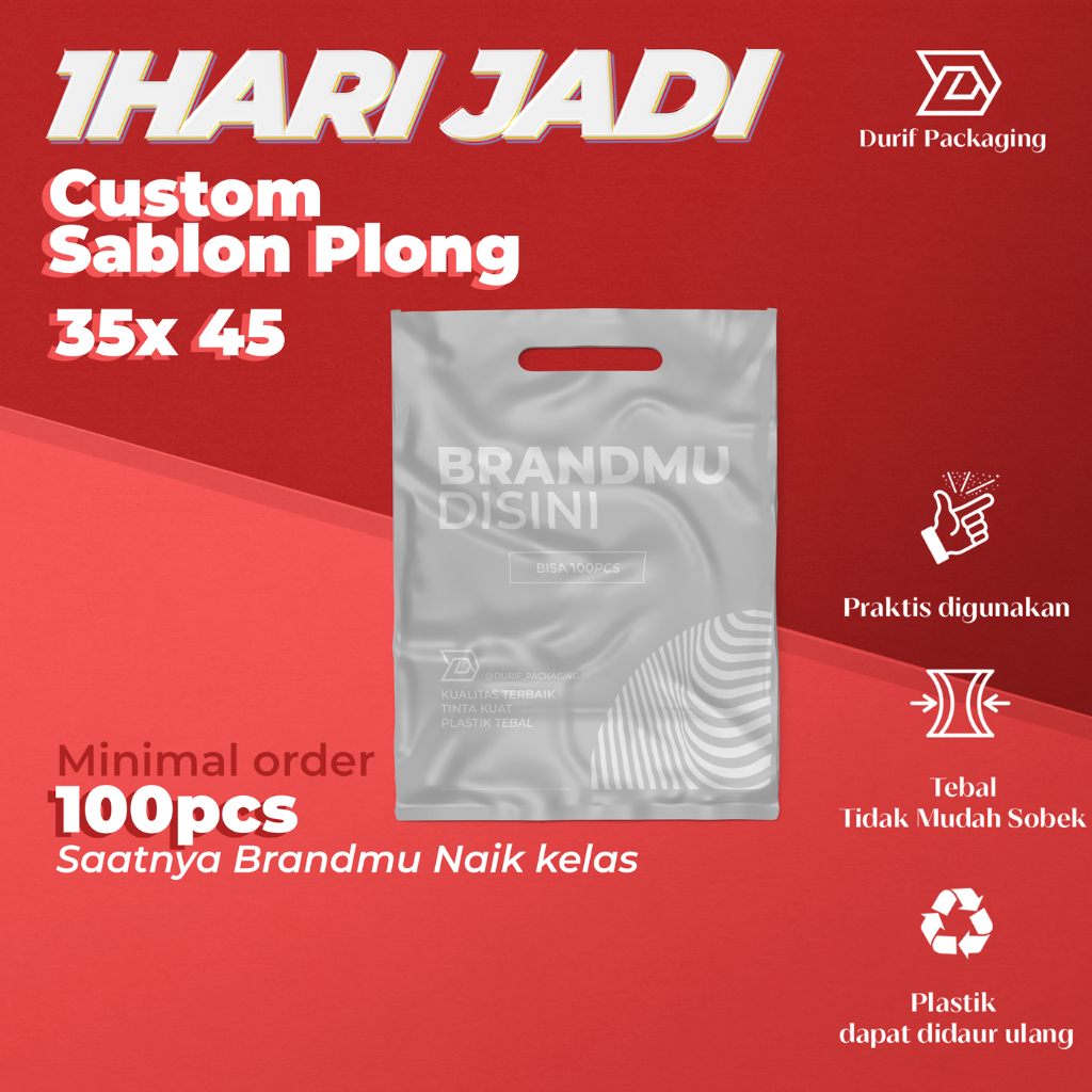 Jual PLASTIK PLONG 35 X 45 CUSTOM SABLON. Gratis Desain Plastik Packing ...