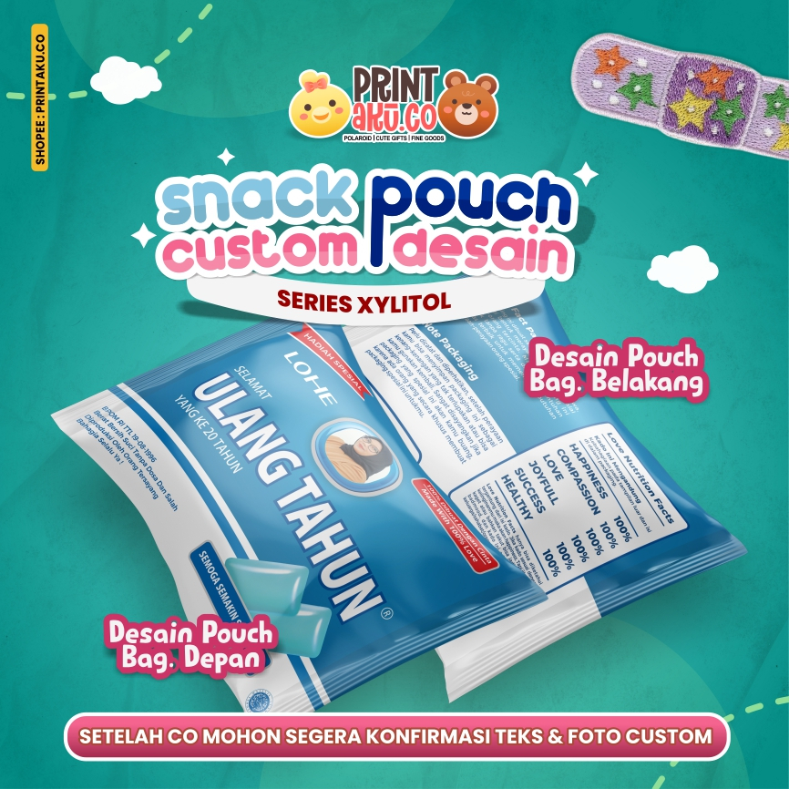 Jual Snack Custom Foto Teks Bungkus Pouch Jumbo | Series Xylitol ...