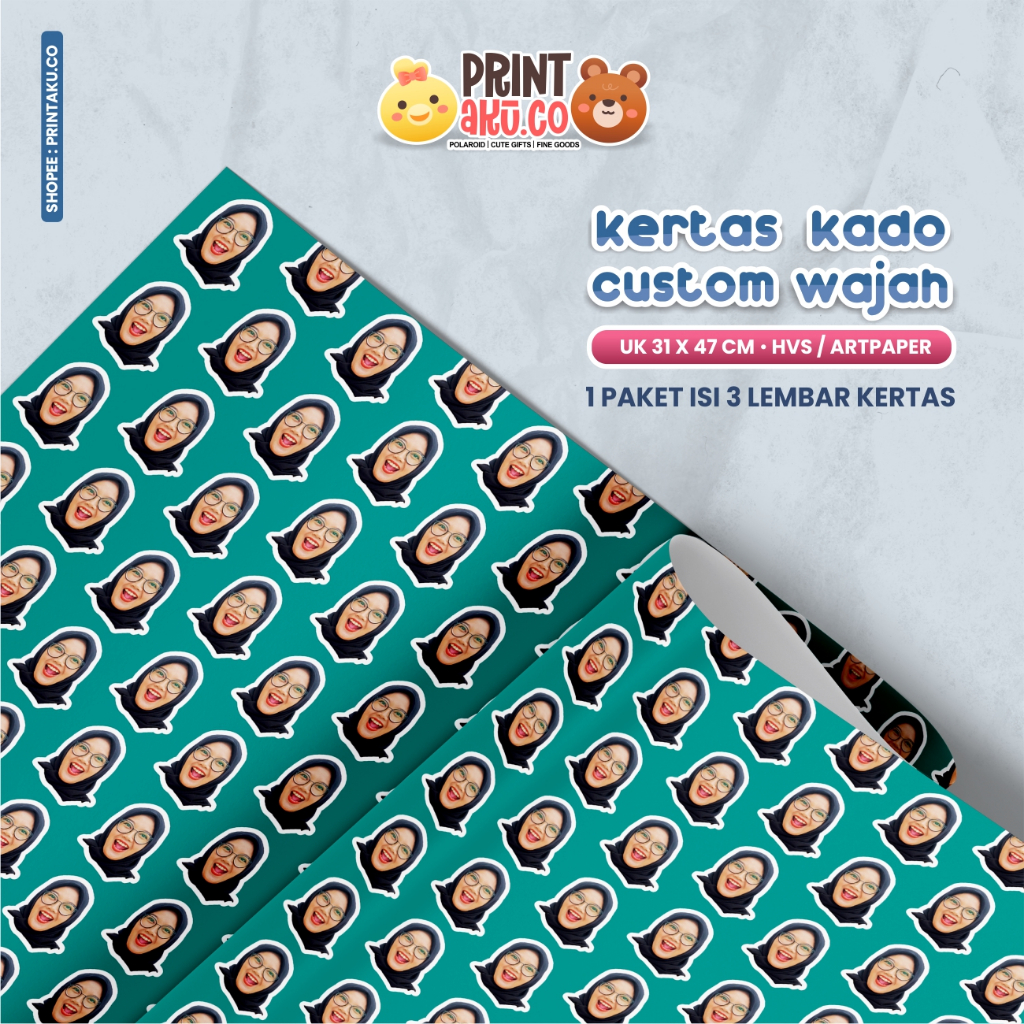 Jual Custom Kertas Kado Wrapping Paper Desain Suka-Suka Pattern (Paket ...