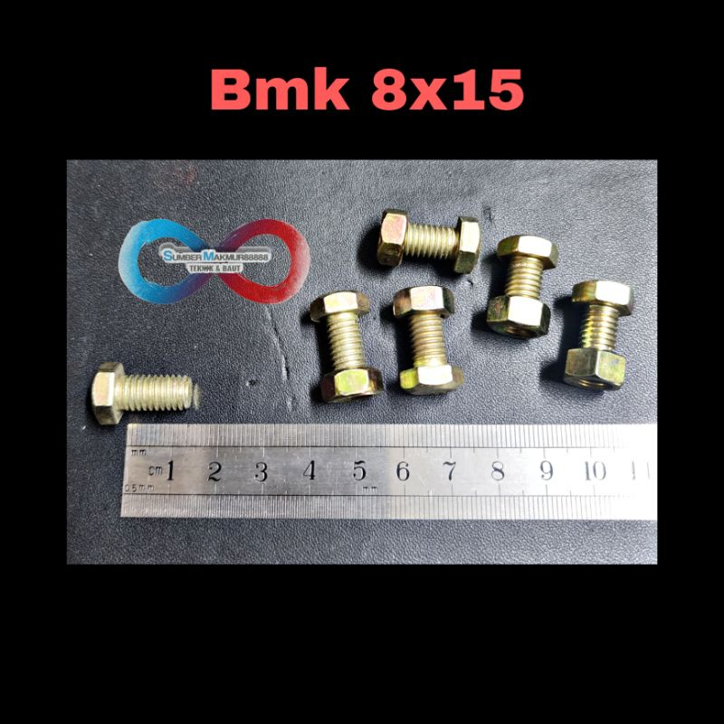 Jual baut mur kuning / bmk M 8×15 | Shopee Indonesia