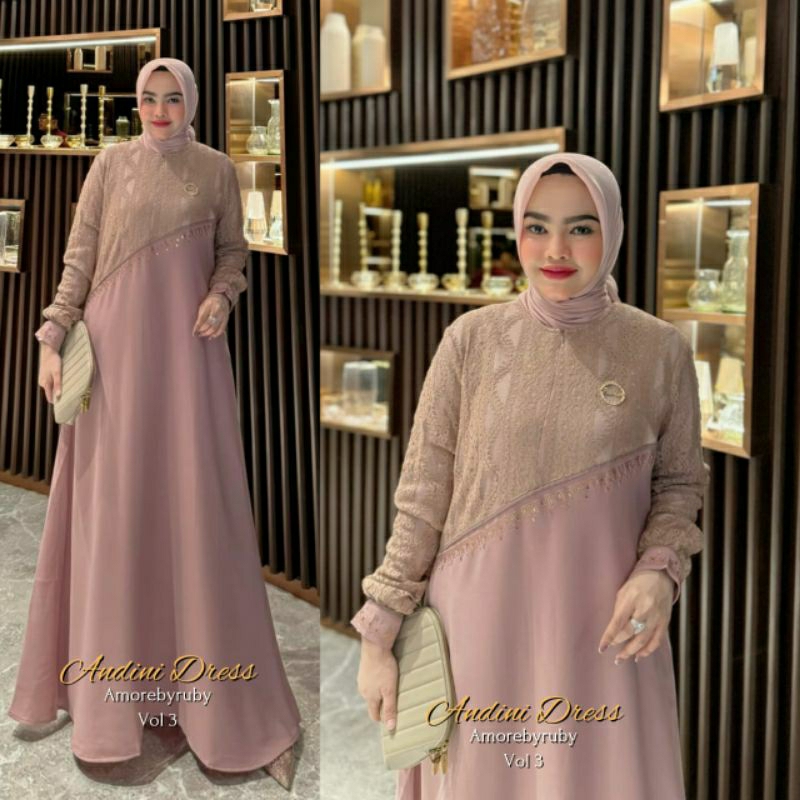 Jual gamis elegant produk Amore by ruby edisi Andini Lace kekinian ...