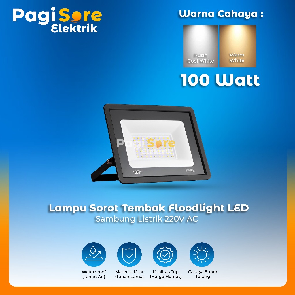 Jual Lampu Sorot LED 100W Flood Light Tembak Outdoor 100 Watt | Shopee Indonesia