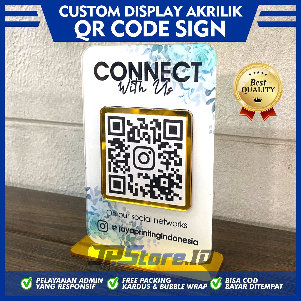Jual Kode multi QR Media Sosial Sign Acrylic Mirror - QR Code Sign ...