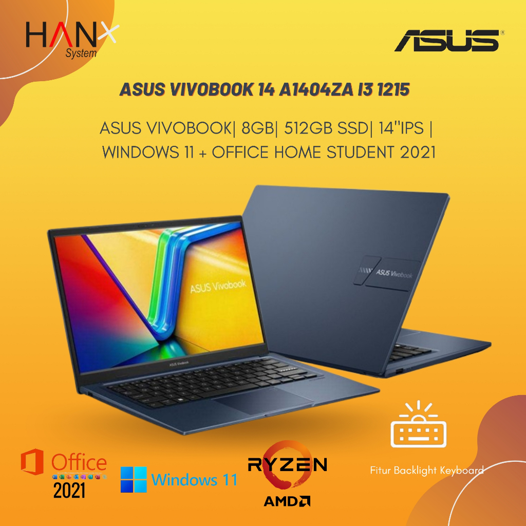 Jual ASUS VIVOBOOK 14 A1404ZA I3 1215 8GB 512GB W11+OHS 14.0FHD IPS ...