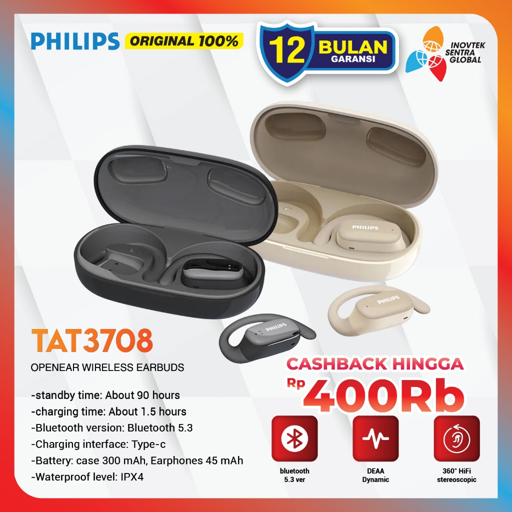 Jual Philips TAT3708 OWS 3000 Openear Wireless Bluetooth 5.3 TWS ...