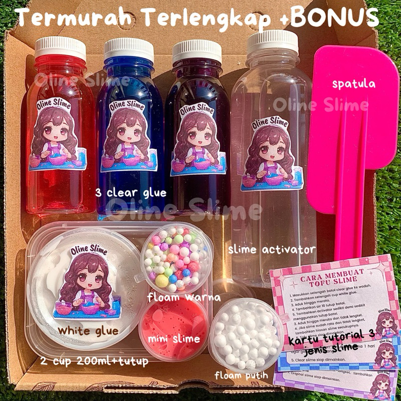 Jual (+BONUS) SLIME KIT TERLENGKAP TERMURAH ANTI GAGAL BY OLINE SLIME | MAINAN ANAK SLIME TOFU ...
