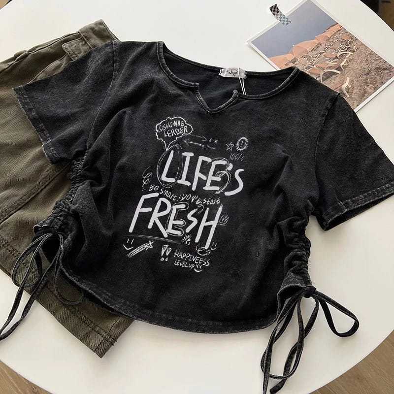 Jual Kaos Oversize Crop SERUT LIFE FRESH FULL PRINT (LD 106, P 42 ...
