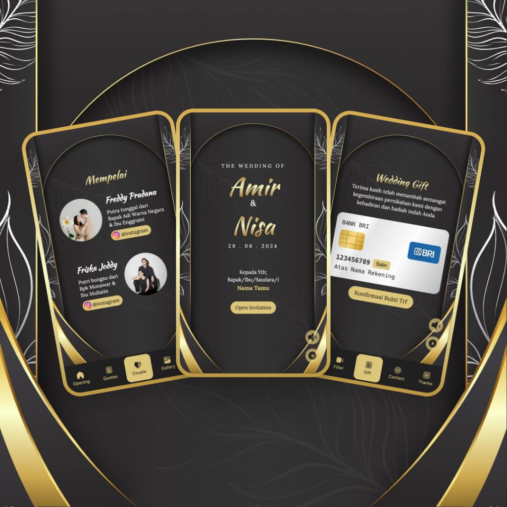 Jual UNDANGAN DIGITAL WEBSITE INVITATION - WEDDING - TEMA GOLD BLACK ...