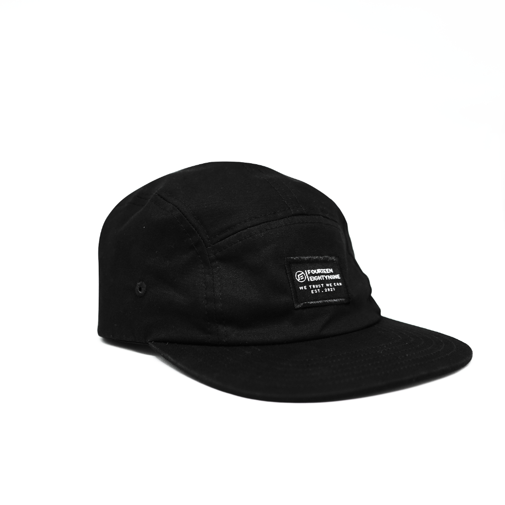 Jual 1489 - Topi 5 Panel Caps Logo Woven Bordir Hitam - FEC-4 | Shopee ...