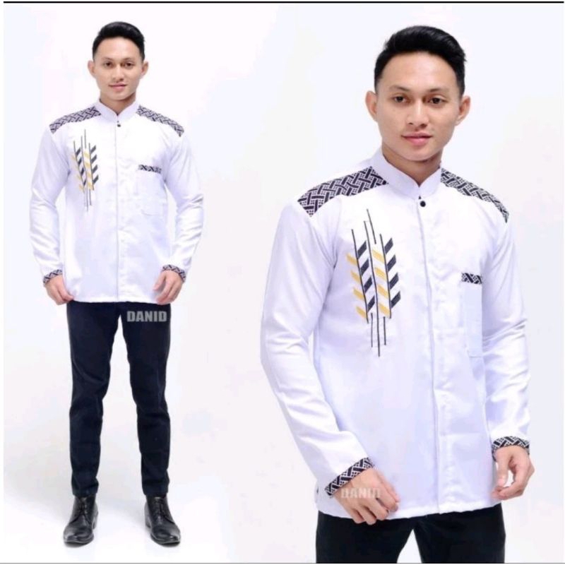 Jual BAJU KOKO/KEMEJA BORDIR LENGAN PANJANG MODEL TERBARU COMBINASI ...