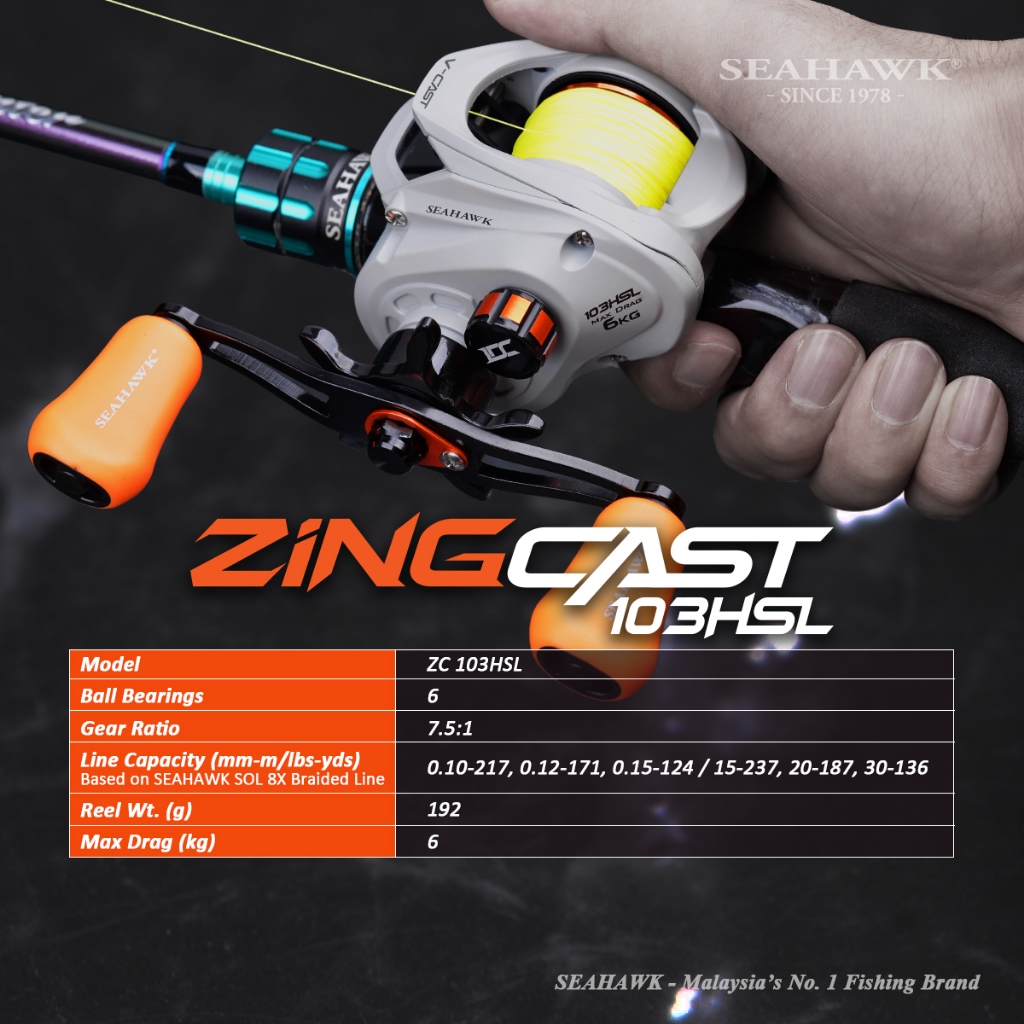 Jual REEL BAITCASTING (BC) MERK SEAHAWK ZING CAST 103 HSL (LEFT HANDLE ...
