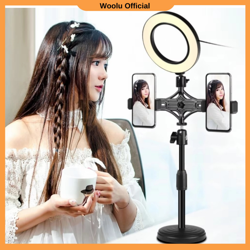 Jual Ring light 16cm + Tripod Free 2 Holder Hp Ring light Tripod Mini ...