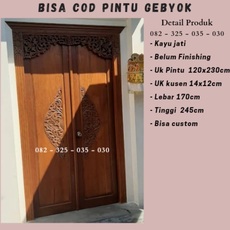 Jual Pintu Gebyok Kayu Jati Custom Ukir Minimalis | Shopee Indonesia