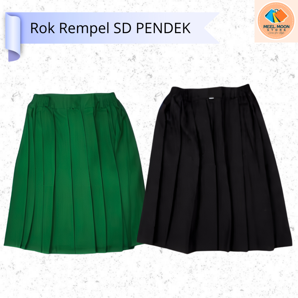 Jual Seragam Sekolah Rok Rempel SD Pendek Bahan Optima Warna Hijau dan Hitam | Shopee Indonesia