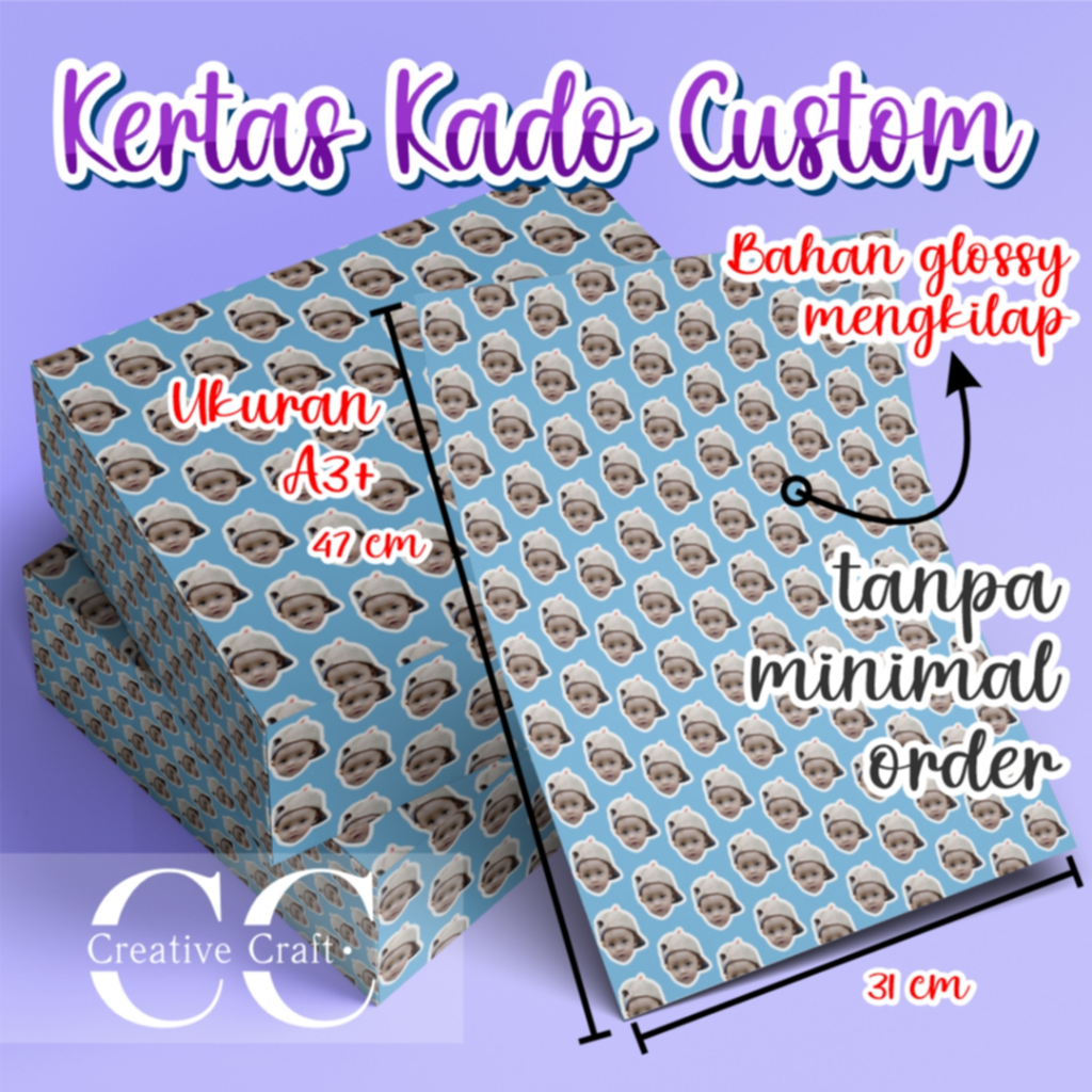 Jual KERTAS KADO CUSTOM FOTO WAJAH / KERTAS KADO CUSTOM / KERTAS KADO ...