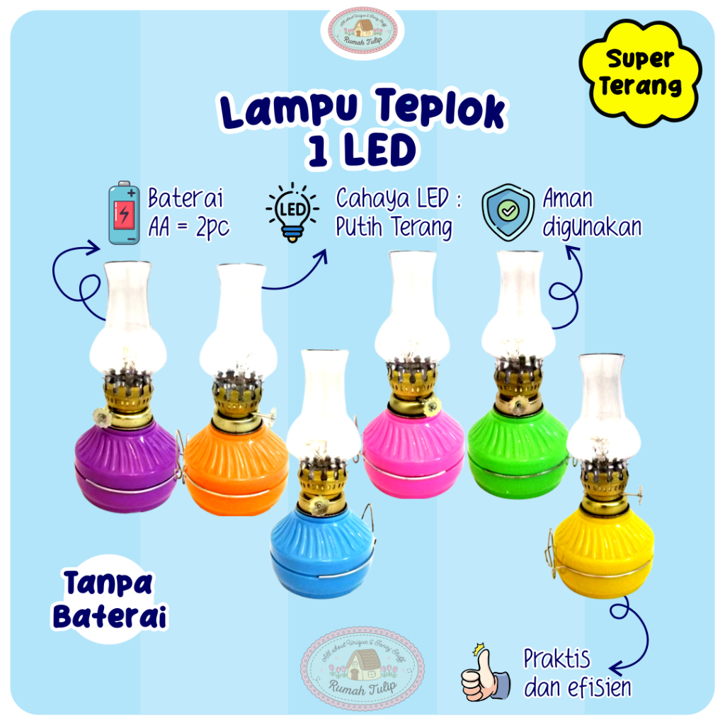 Jual Lampu Teplok Baterai 1 LED Super Lampu Ublik Emergency Cahaya ...