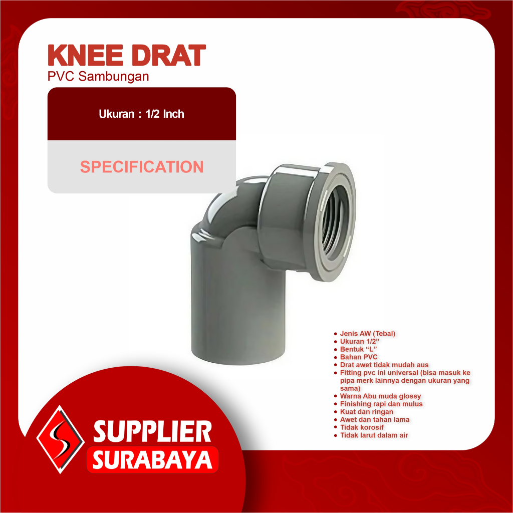 Jual Knee Drat Pipa 1/2 Inch Fitting PVC Sambungan | Shopee Indonesia