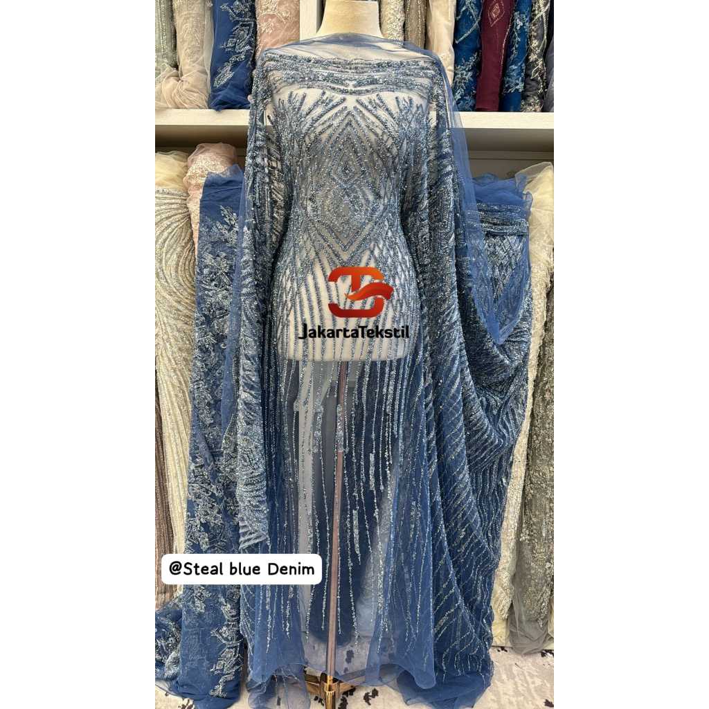 Jual [ 155 ] TULE SULTAN - Kain Kebaya Tule Tile Lace Bordier ...