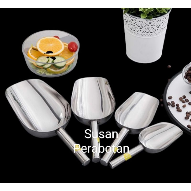 Jual SUSAN PERABOTAN(4 UKURAN)Skop Es Batu Bahan Stainless/Sekop Es ...
