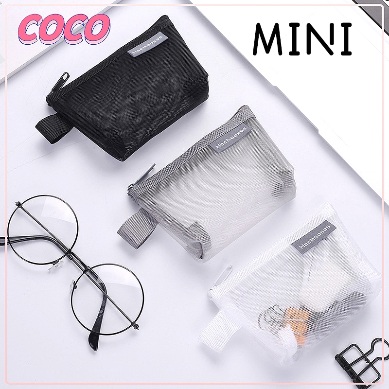 Jual dompet koin kunci transparan/mini pouch/Tas jaring tiga dimensi ...