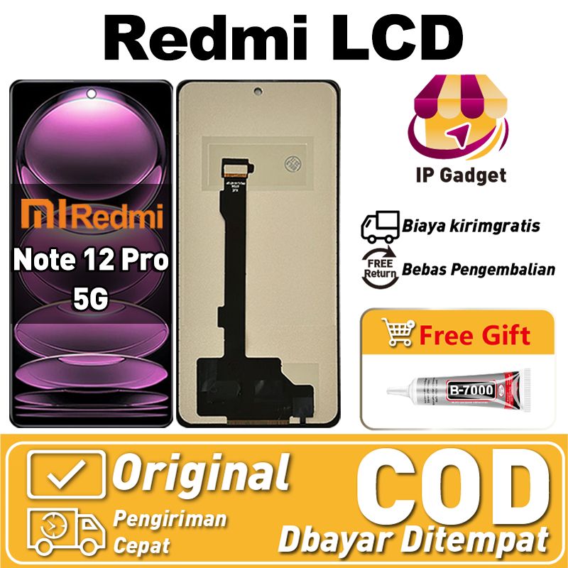 Jual Original LCD Redmi Note 12 Pro 5G fullset ori asli Layar hp ...