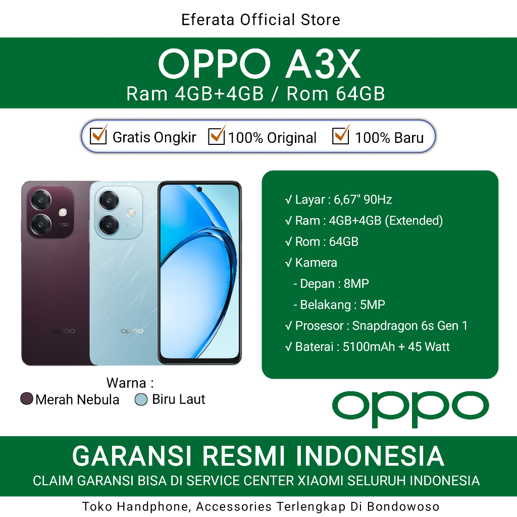 Jual Handphone Oppo A3X RAM 4/64GB | Shopee Indonesia