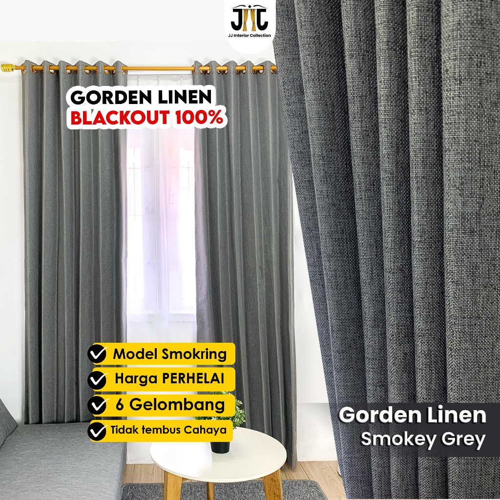 Jual Gorden Jendela Anti Cahaya Tirai Blackout 100% hordeng pintu jendela -Blackout 100% Linen ...