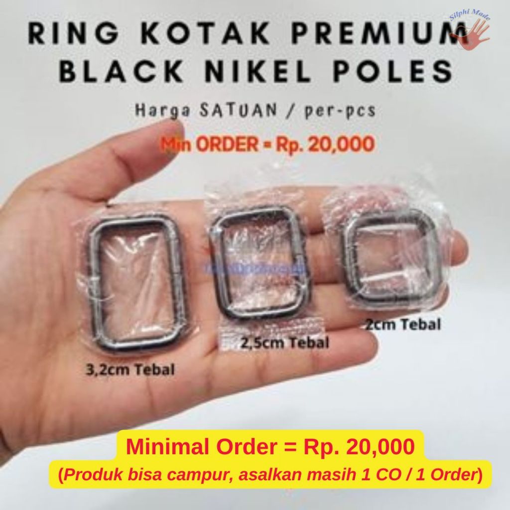 Jual [1pcs] Ring Kotak Black Nikel / Hitam / Premium / Bahan Tas ...