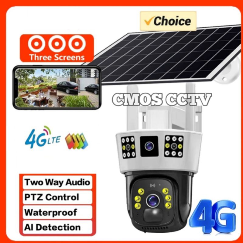 Jual Camera CCTV SIM-card 4G Solar Panel TIGA lensa / TIGA Layar ...