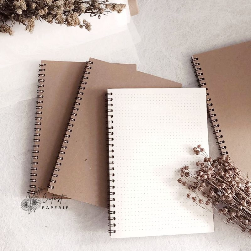 Jual NOTEBOOK/JURNAL A5 A6 VINTAGE DOTTED/GRID/POLOS KRAFT COKLAT ...