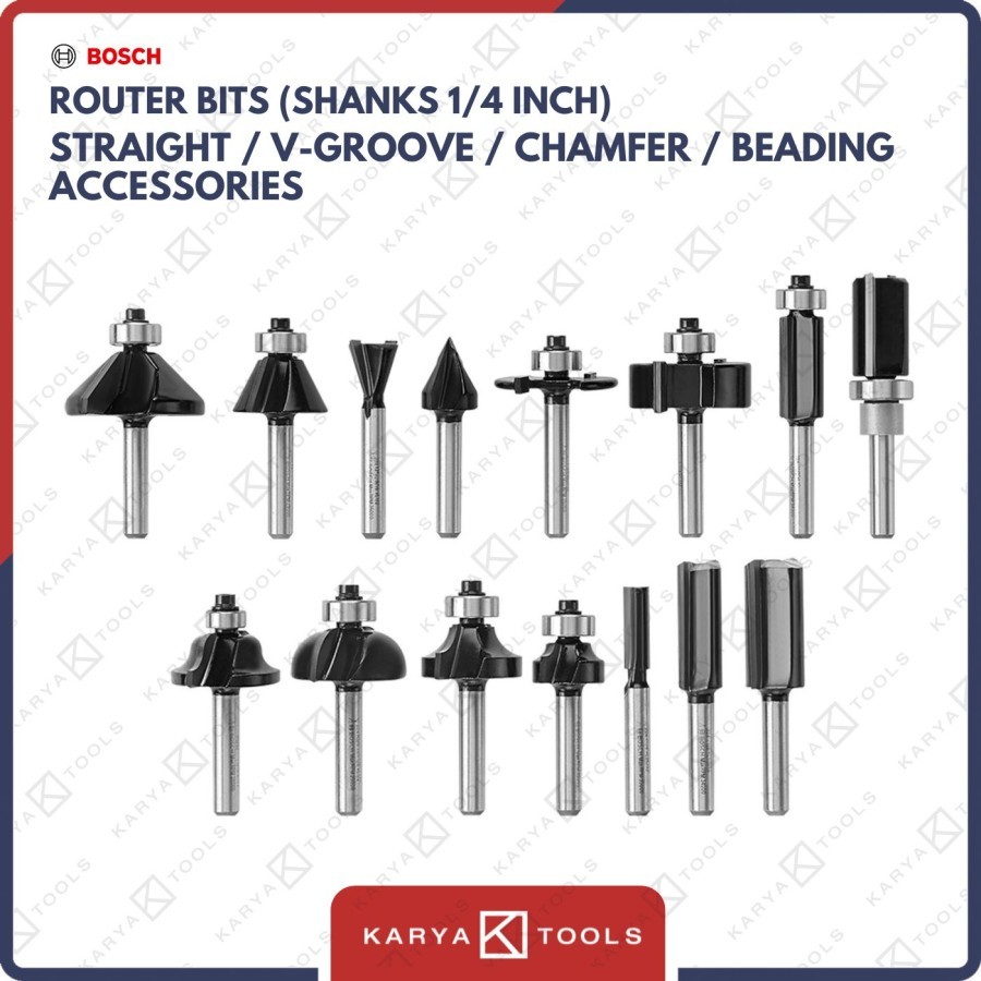 Jual Bosch Router Bits / Mata Ruter (Shanks 1/4 Inch) Straight / V ...
