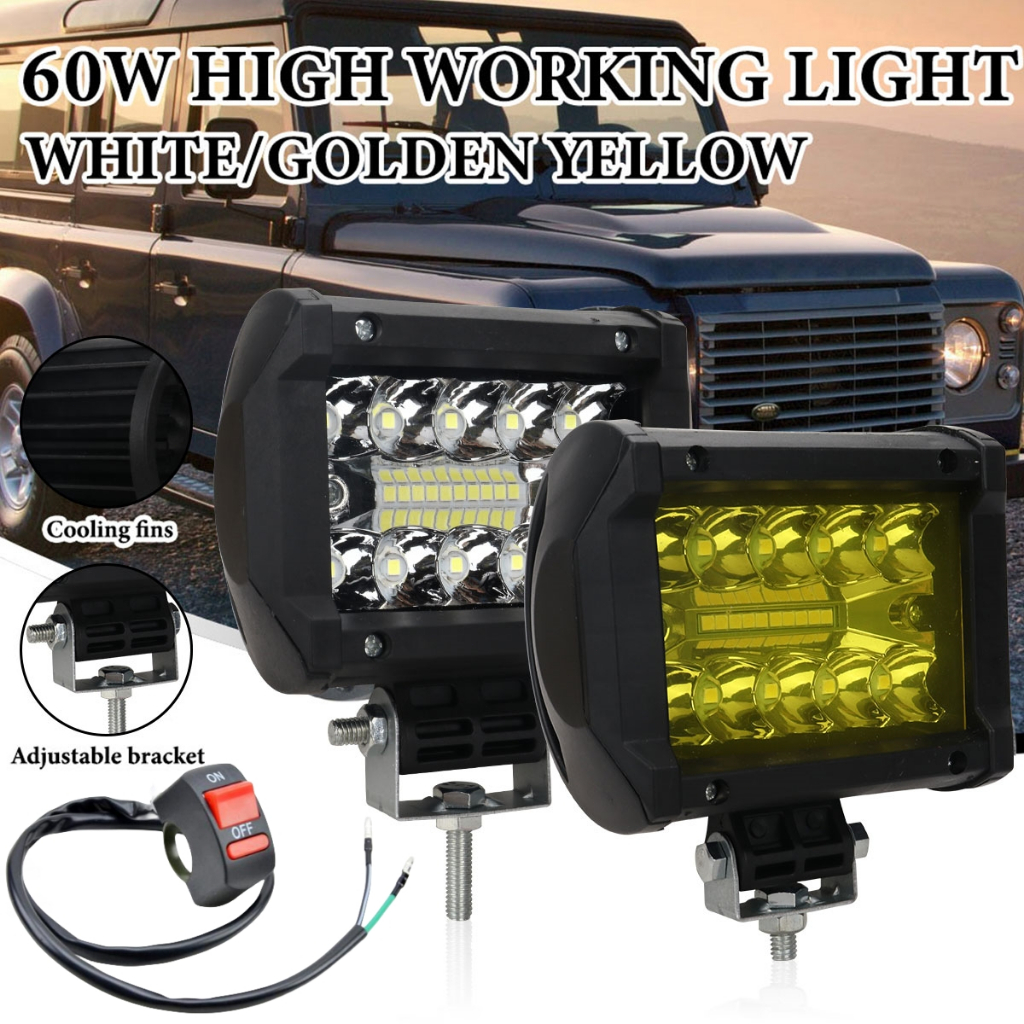 Jual 1set Lampu 60W LED Kerja Lampu Sorot Off Road Lampu Dengan saklar ...