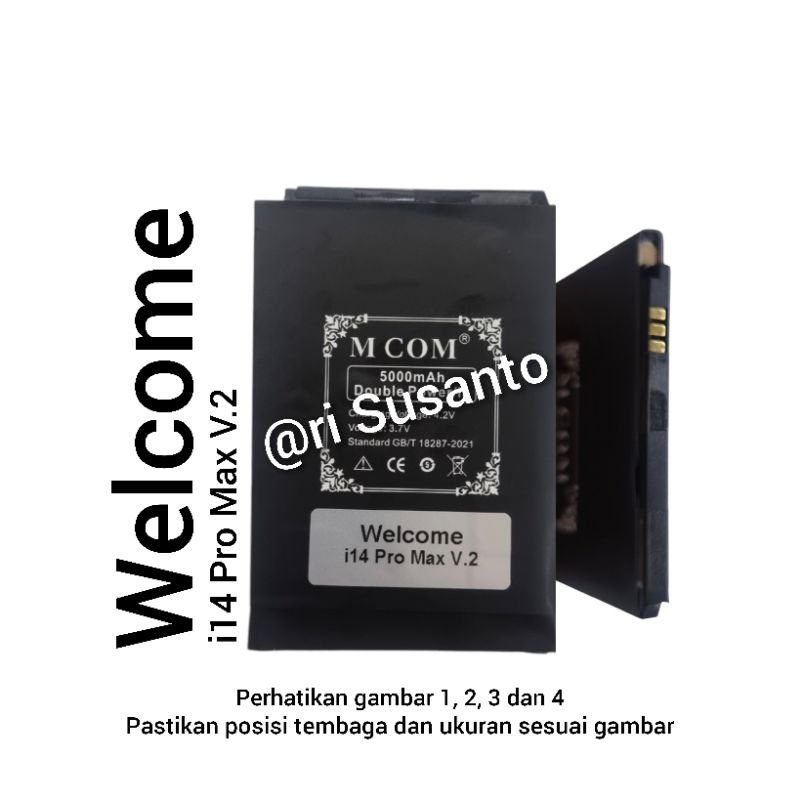 Jual Baterai MCOM for Welcome i14 Pro Max V.2 / S23 Ultra V.2 (9.3cm X 6.0cm) Double Power ...