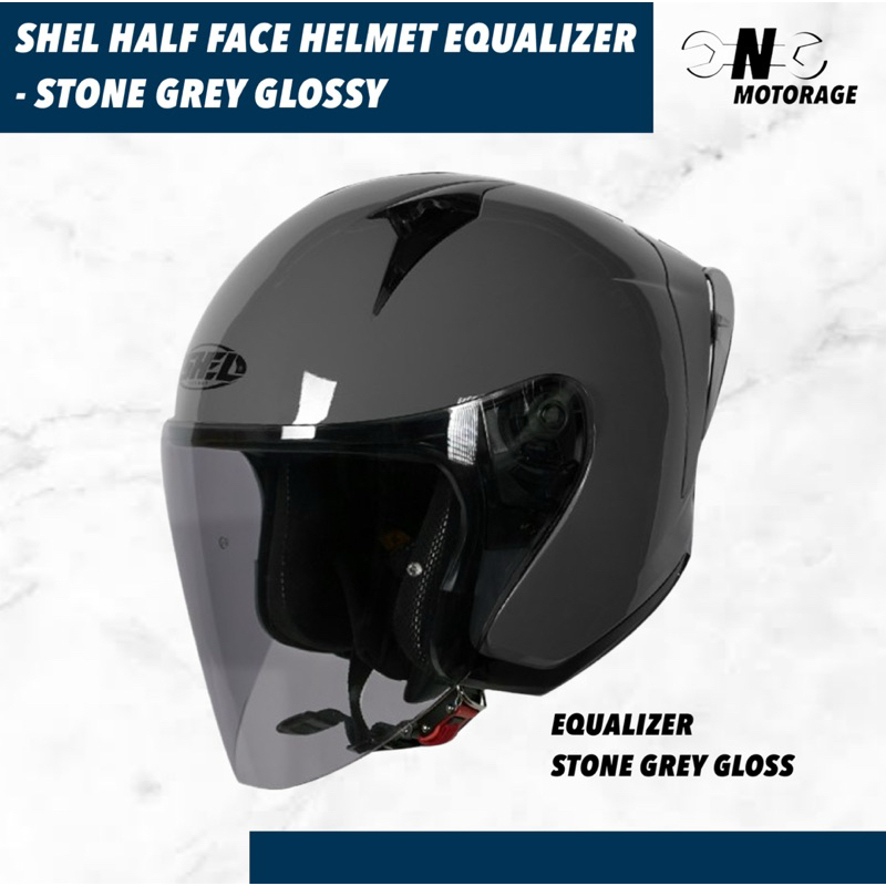 Jual Helm Motor SHEL Equalizer Solid Half Face SNI - Stone Grey Glossy ...
