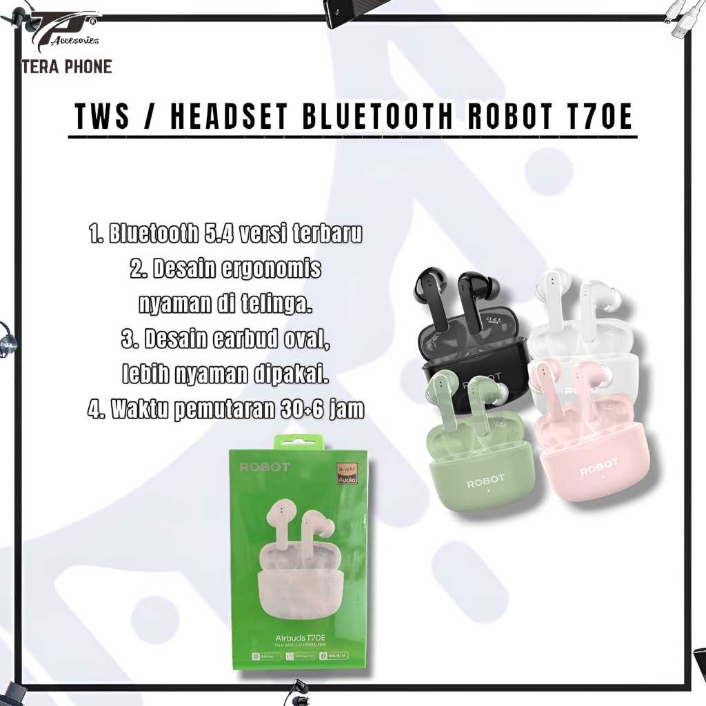 Jual TWS EARPHONE WIRELESS HEADSET BLUETOOTH ROBOT AIRBUDS T70E ...