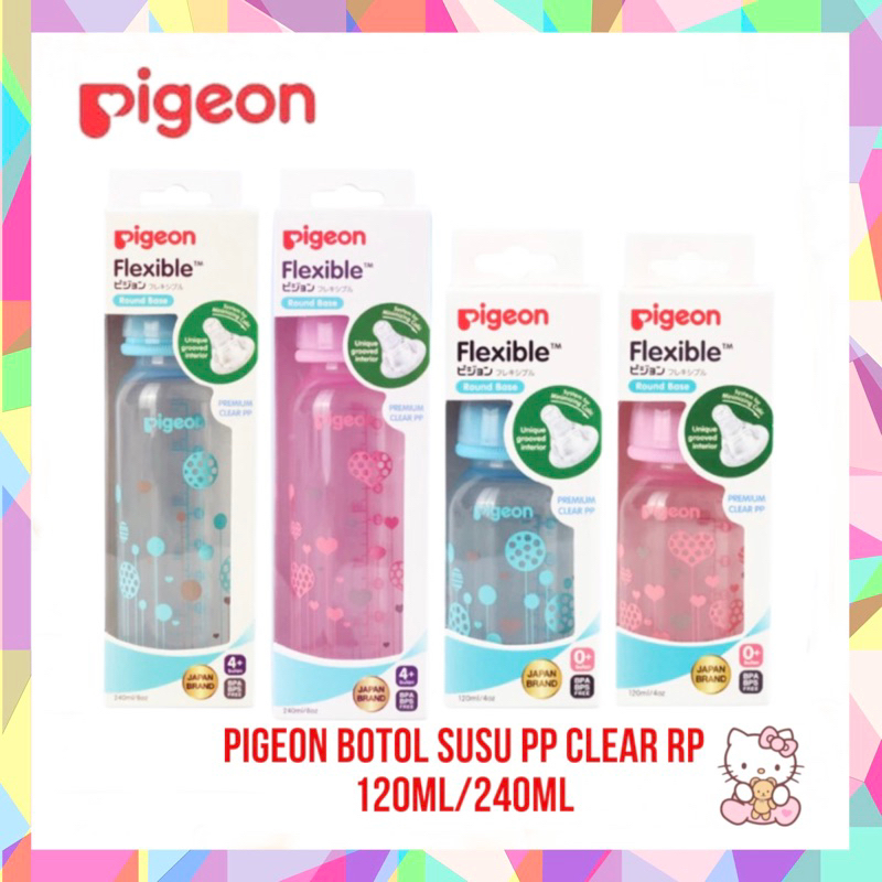 Jual Pigeon Botol PP Clear Botol Susu with Slim Neck Type Nipple ...