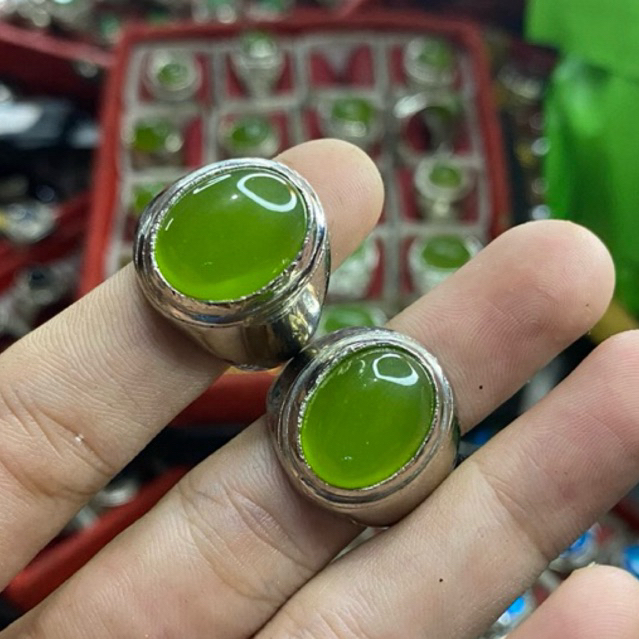Jual Cincin batu akik sungai Dareh pucuk pisang natural ring alpaka ...